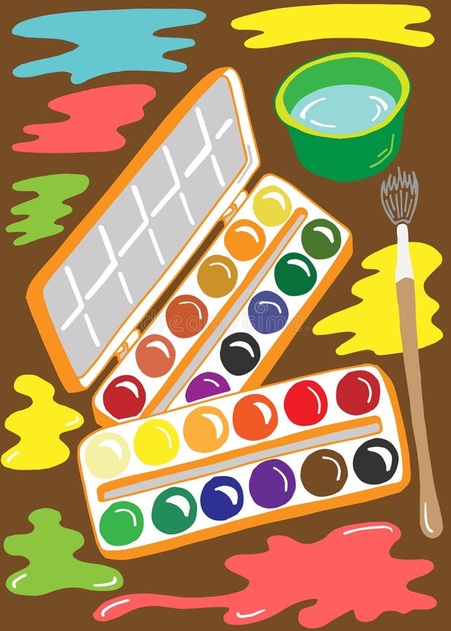 Illustration of Paint Brush Tools for the Artist Stock Illustration ...