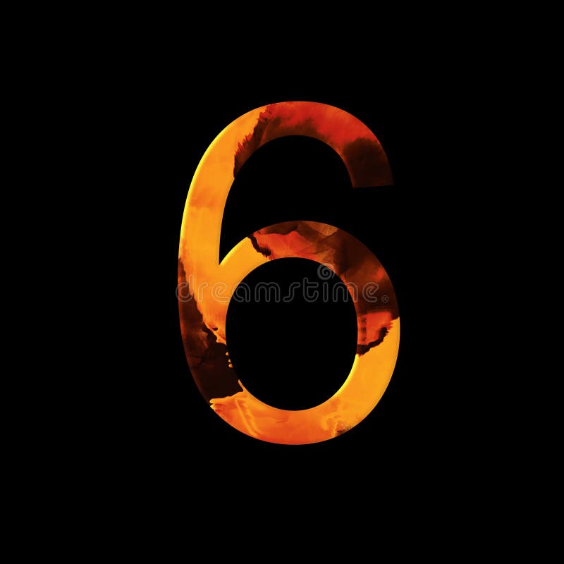 Illustration Painted Watercolor, Elements Design, Number 6 Stock ...