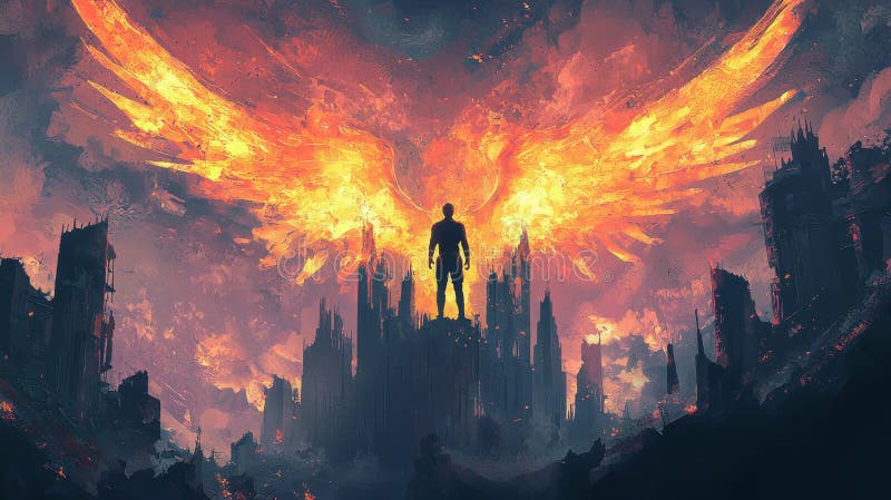 An Illustration Painting Depicting a Wizard Summoning the Phoenix from ...