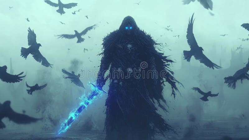 An Illustration Painting of a Fight Scene between a Man with a Magic ...