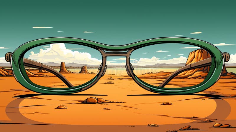 An Illustration of a Pair of Glasses in the Desert Stock Illustration ...