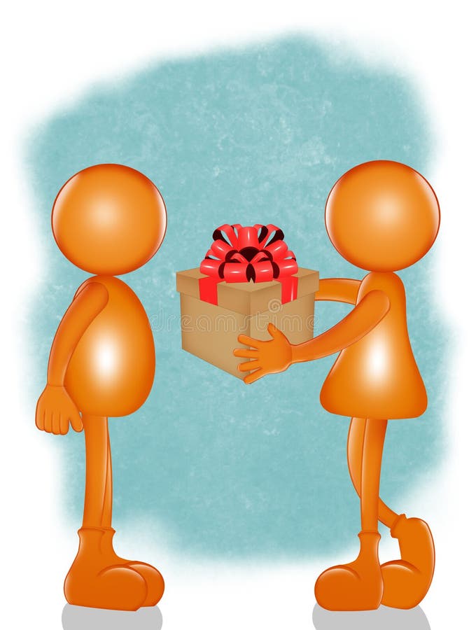 Pair of stick figures gift stock illustration. Illustration of male ...