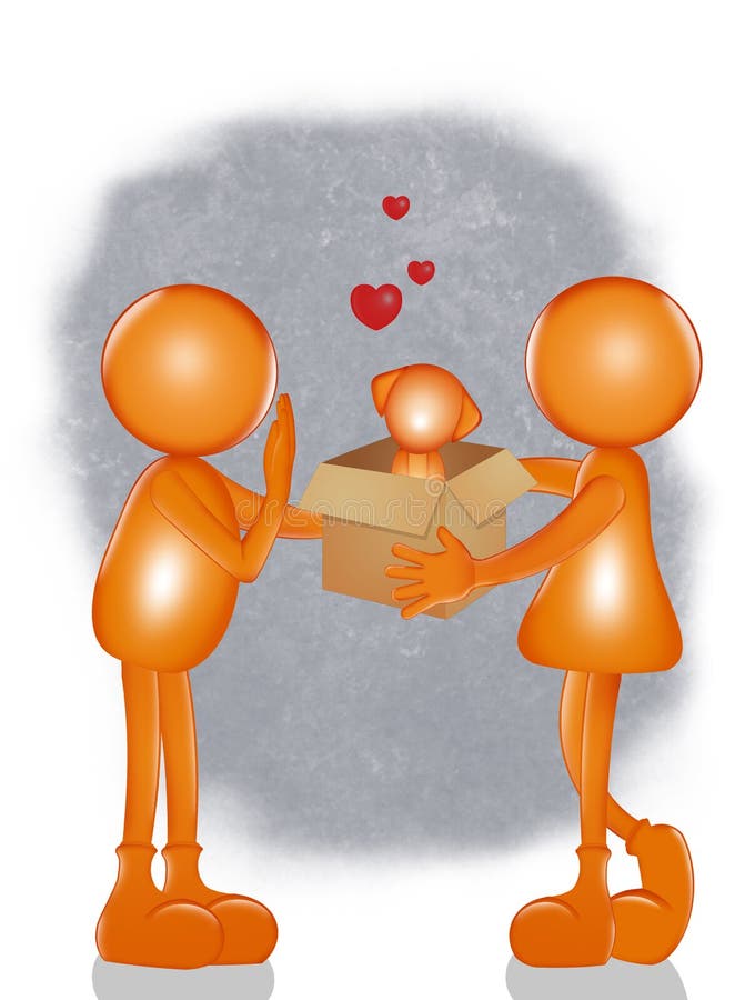 Illustration of Pair of Stick Figures Gift Dog Stock Illustration ...