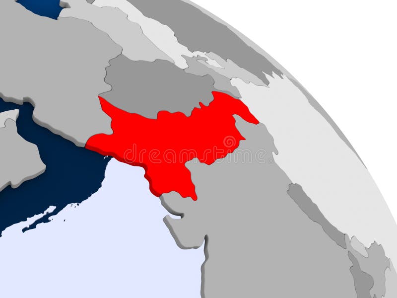 Pakistan in red on map stock illustration. Illustration of asian ...