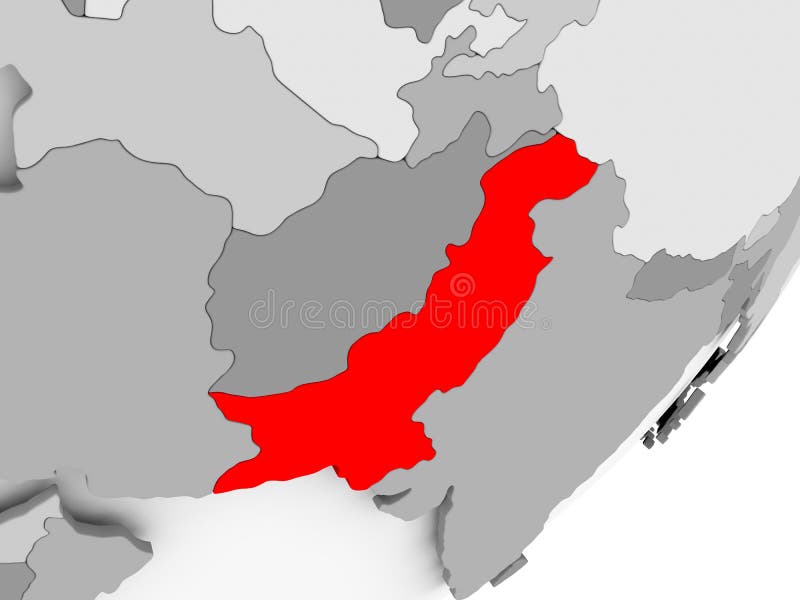 Pakistan in Red on Grey Map Stock Illustration - Illustration of ...