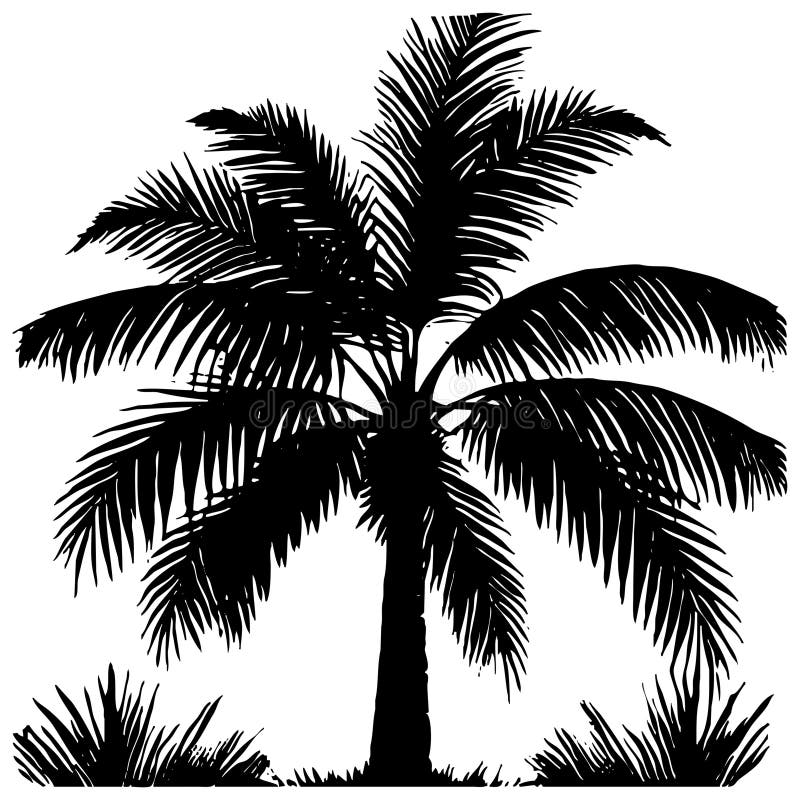 Palm Tree. Black and White Illustration. Logo Design for Use in ...