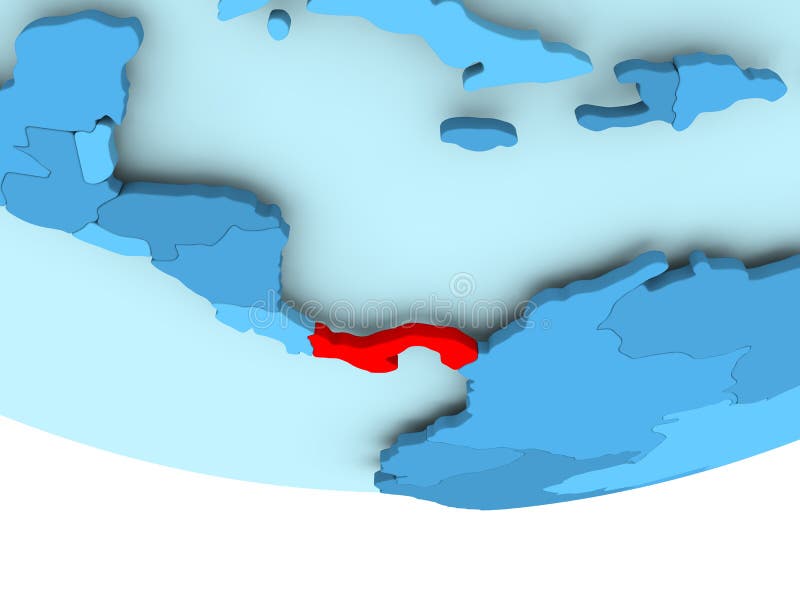 Panama in red on blue map stock illustration. Illustration of america ...