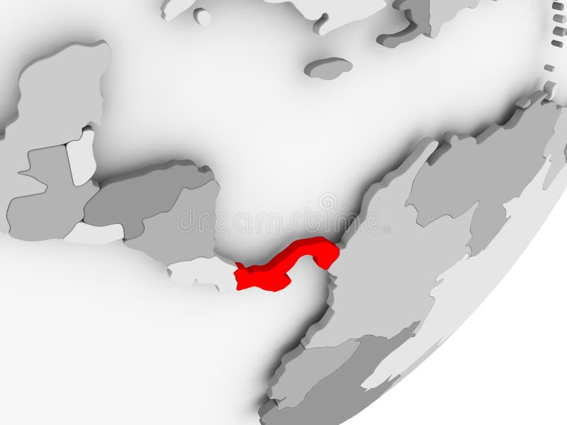 Panama in red on grey map stock illustration. Illustration of south ...