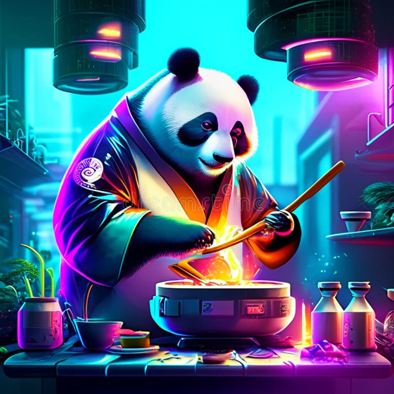 Illustration of a Panda Chef Cooking Food in the Kitchen. Generative AI ...