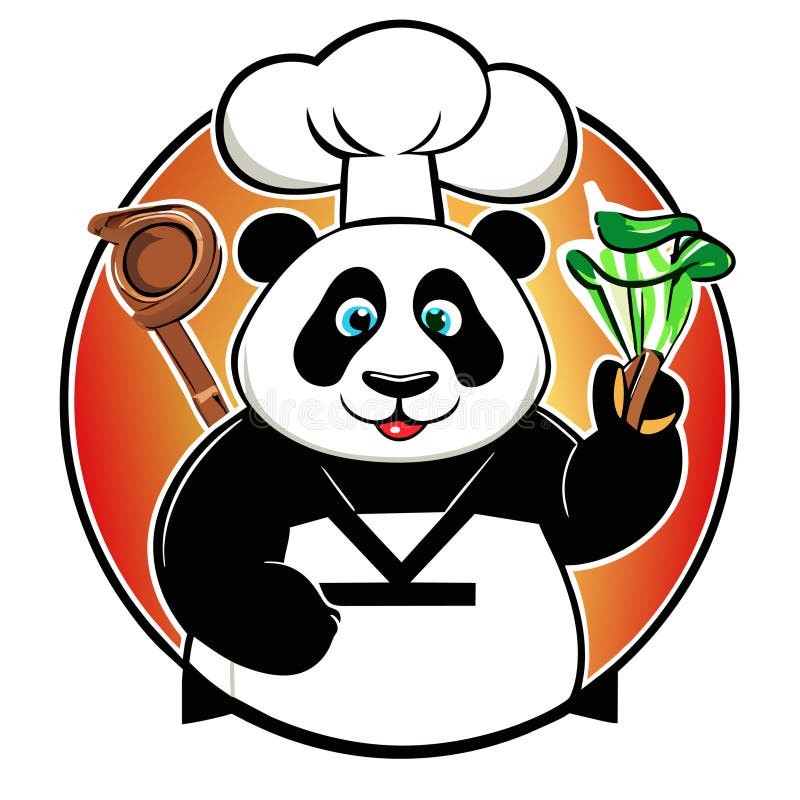 Chef Panda Cartoon Vector Illustration. Cute Panda Chef Cooking Food ...