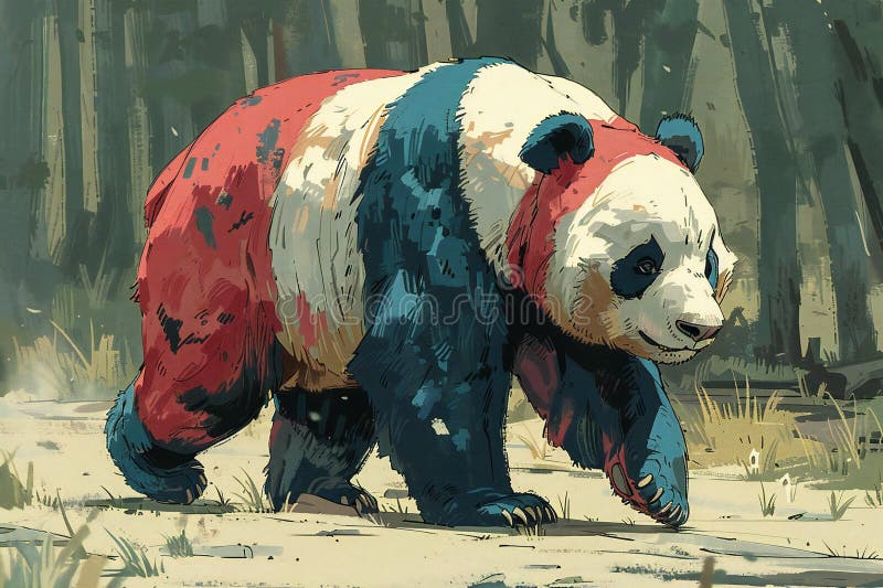 Panda in the Forest, Vector Illustration of a Pandas Stock Illustration ...