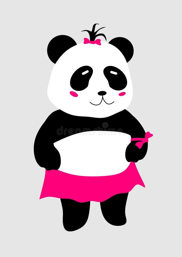 Illustration of a Panda Girl in a Pink Skirt Stock Vector ...