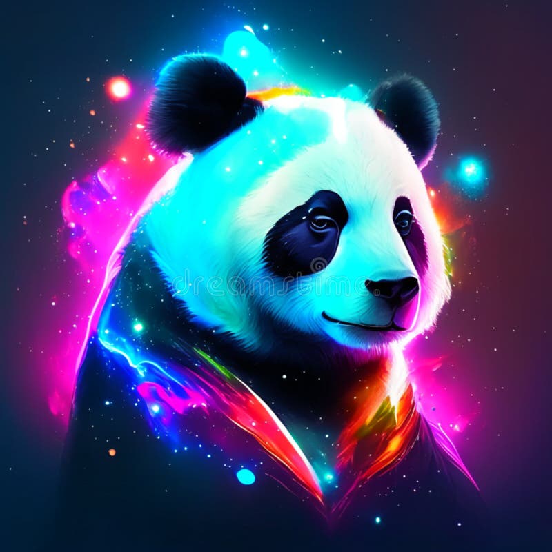 Illustration of a Panda in a Neon Light. Vector Illustration Generative ...