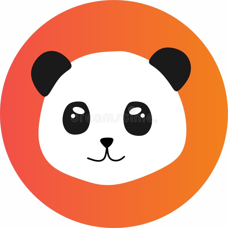 Illustration of a Panda in an Orange Circle with a Gradient Stock ...