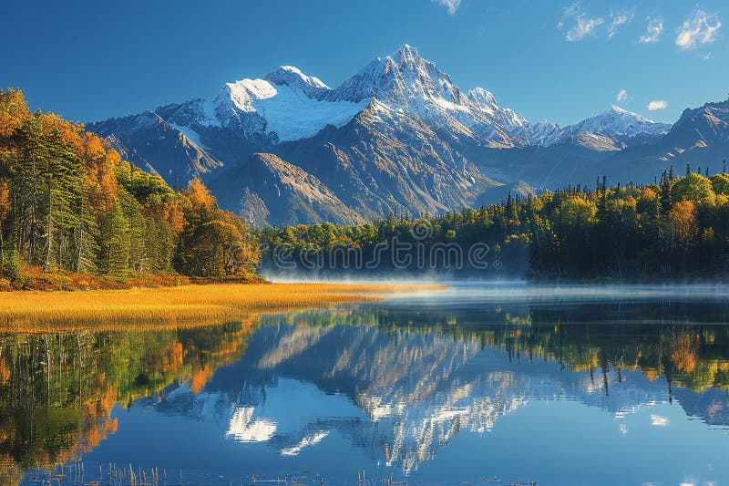 Panoramic View of Alaska, Mountain Range with Snowcapped Peaks ...