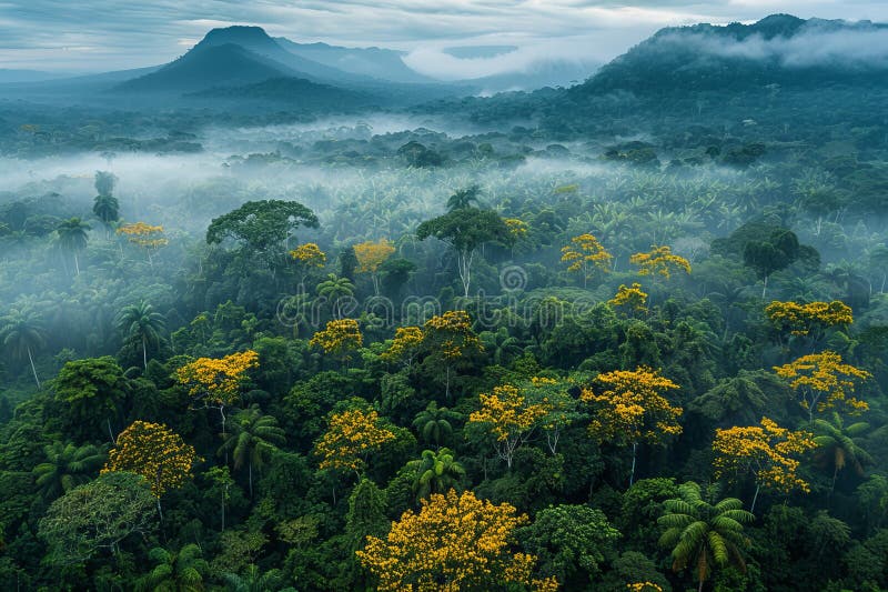 A Panoramic View of the Amazon Rainforest, Showcasing Dense Vegetation ...