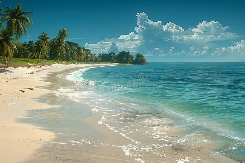 A Panoramic View of a Beach in the Southpacific, High Quality, High ...