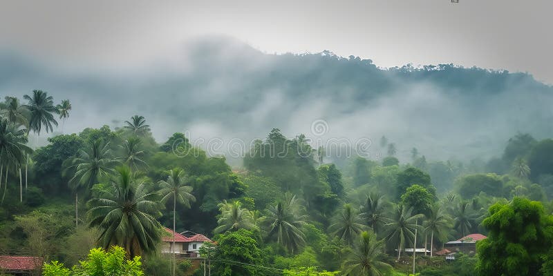 Illustration of Panoramic View of Kerala, India Landscape Stock ...