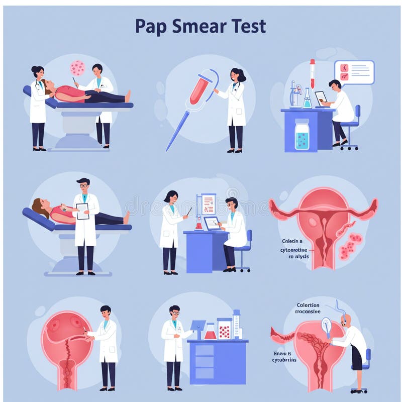 Illustration of a Pap Smear Test Process. it Features Medical ...