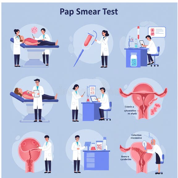 Illustration of a Pap Smear Test Process. it Features Medical ...