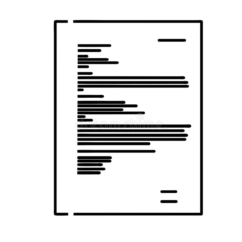 Illustration of a Document Paper in Black and White Stock Vector ...