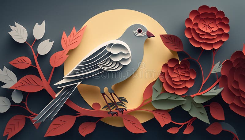 Illustration of Paper Cut Design with a Flower. Stock Photo - Image of ...