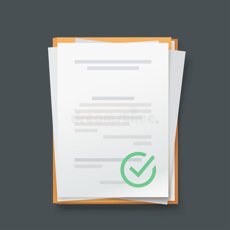 Contract Approved Front View Lying on Dark Stock Illustration ...