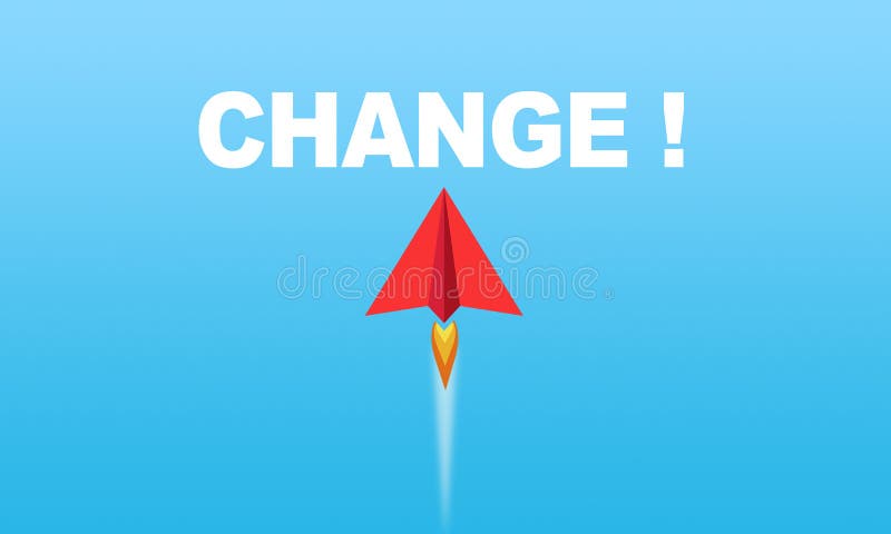 Illustration with Paper Planes on Coloured Background with Change Now ...