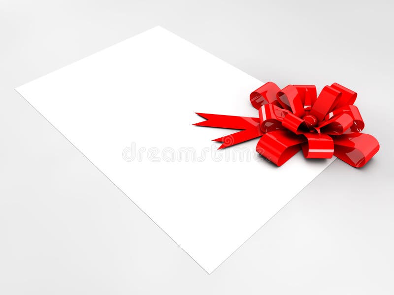 Paper and a red bow stock illustration. Illustration of blank - 29851153