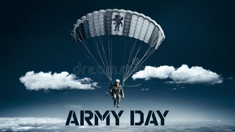 Illustration of Paratrooper Display for Army Day Celebration with ...