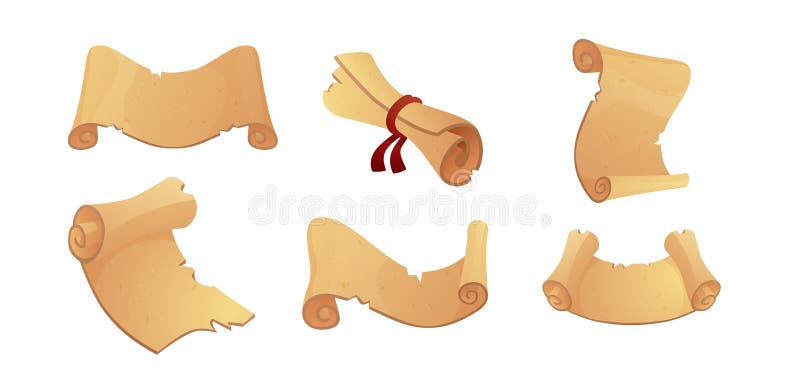 Cartoon Parchment Roll, Blank Scroll Ribbon, Open Expanded Old Vintage ...