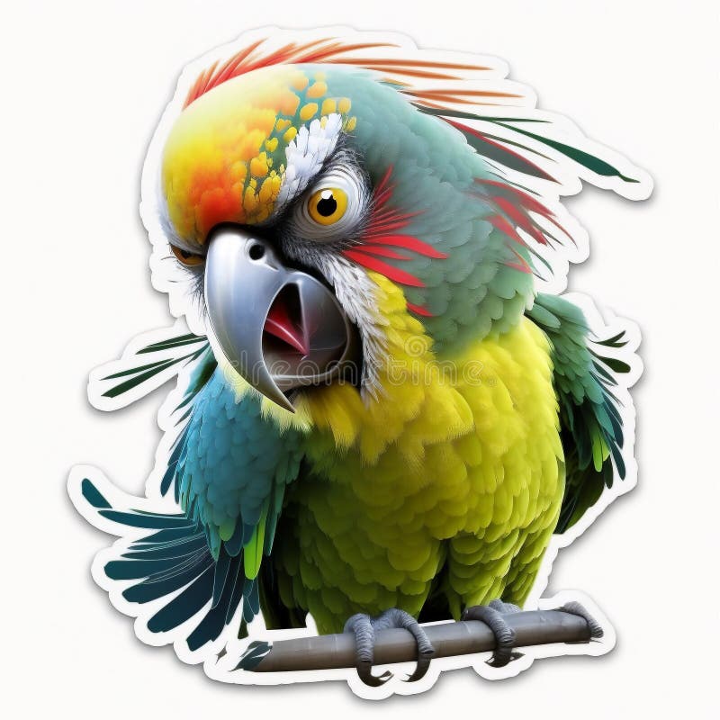 Illustration of a Parrot in the Form of a Sticker Stock Illustration ...