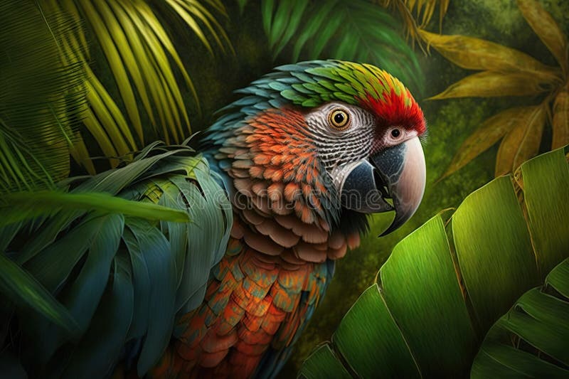 Illustration of a Parrot in the Jungle, Released. Stock Illustration ...