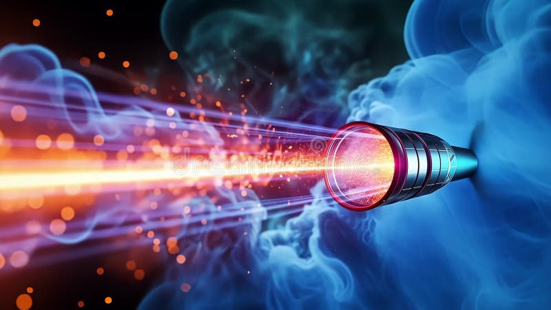 An Illustration of a Particle Beam Shooting through a Cloud of Gas ...