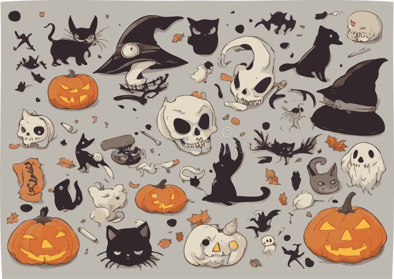 Illustration Parts Set that Can Be Used for Halloween Stock Vector ...