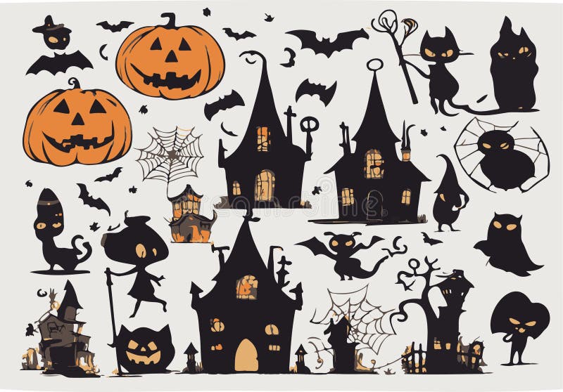 Illustration Parts Set that Can Be Used for Halloween Stock Vector ...