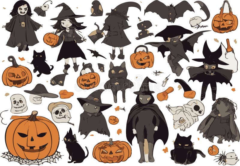 Illustration Parts Set that Can Be Used for Halloween Stock Vector ...