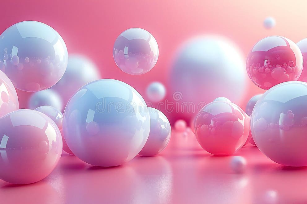 Of Pastel Pink and White Spheres Floating on a Solid Background ...