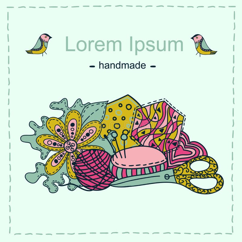 Illustration of patchwork stock vector. Illustration of needle - 76464203