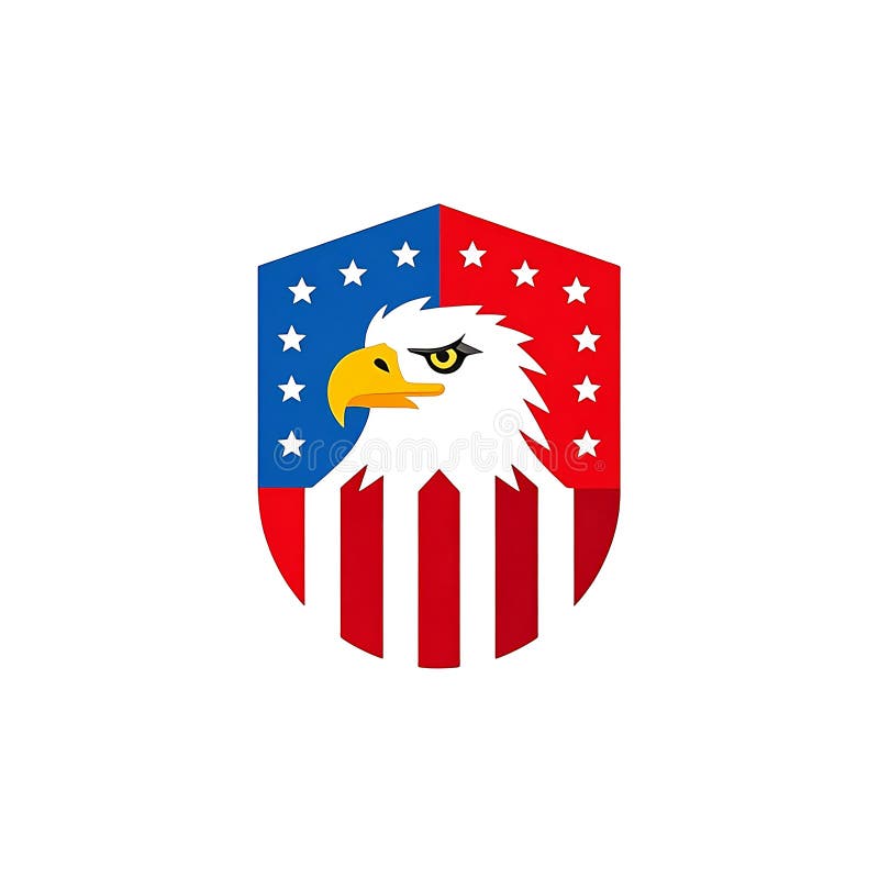 Illustration of a Patriotic Eagle Logo in Shield Design. Stock ...