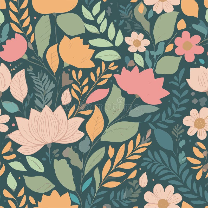 Illustration Pattern Flowers and Foliage Nature Vegetation, Wallpaper ...