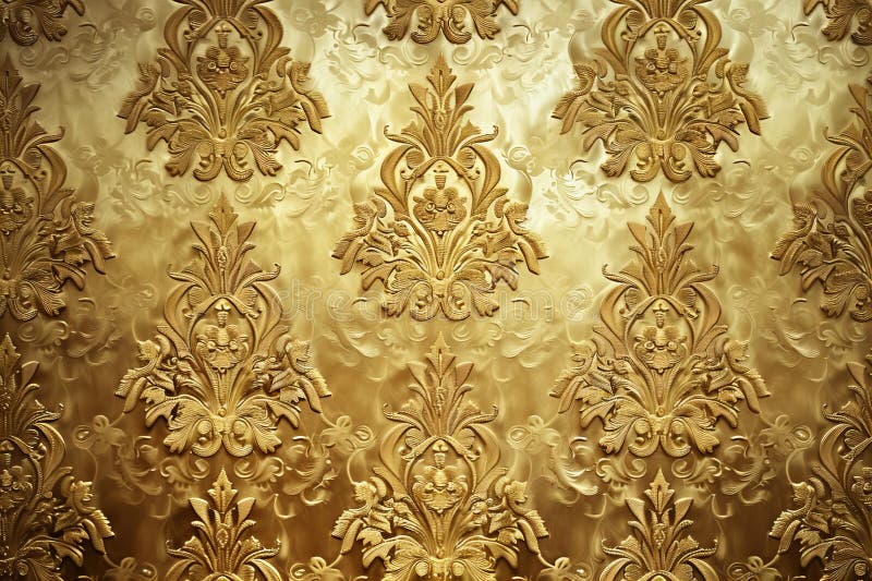 A Pattern of Intricate Gold Damask on the Wall, Vintage Wallpaper ...