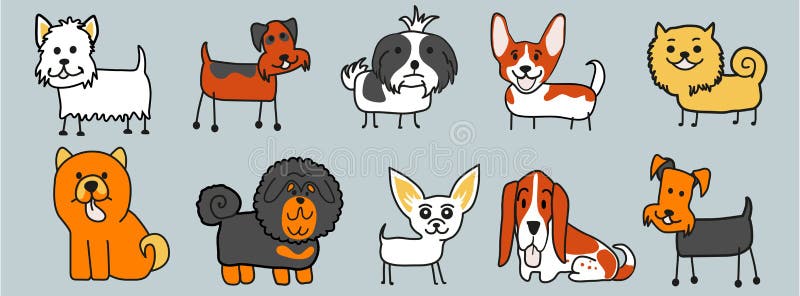 Pattern of Many Different Dog Breed.Illustration Vector Stock Vector ...