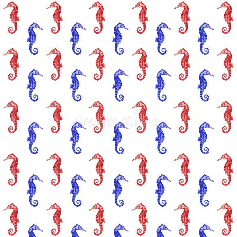Pattern of Sea-horses in Watercolor Stock Illustration - Illustration ...