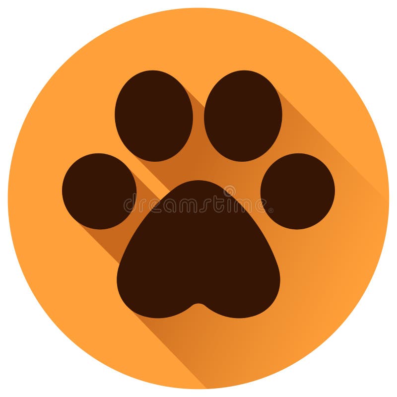 Paw print circle flat icon stock vector. Illustration of cartoon ...
