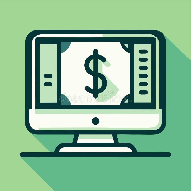 PC with an Icon of a Dollar Stock Illustration - Illustration of ...