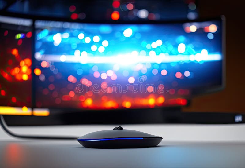 Illustration with a PC Mouse in the Foreground and a Sci-fi Background ...