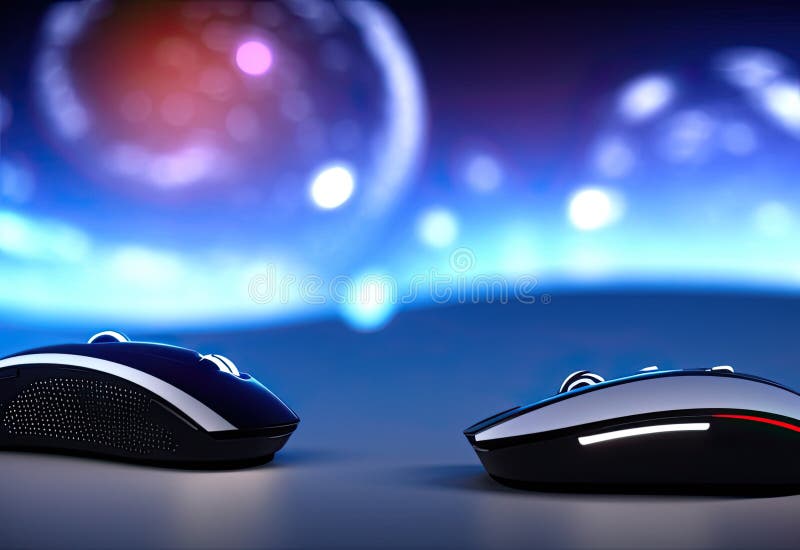 Illustration with a PC Mouse in the Foreground and a Sci-fi Background ...