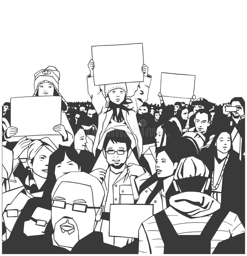 Illustration of Peaceful Crowd Protest with Children and Students ...