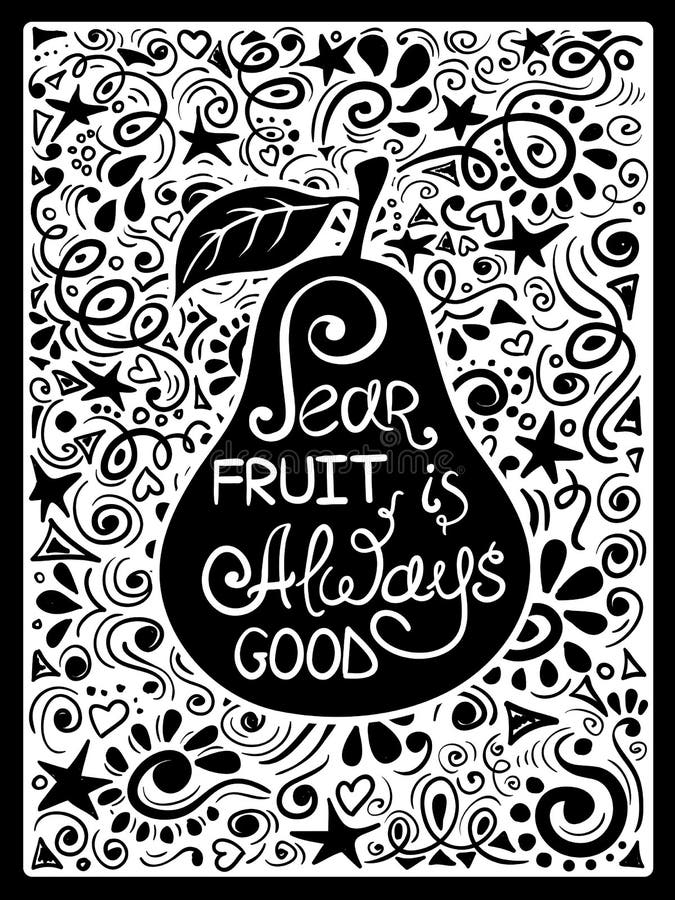 Illustration of Pear and Hand Drawn Lettering. Stock Vector ...